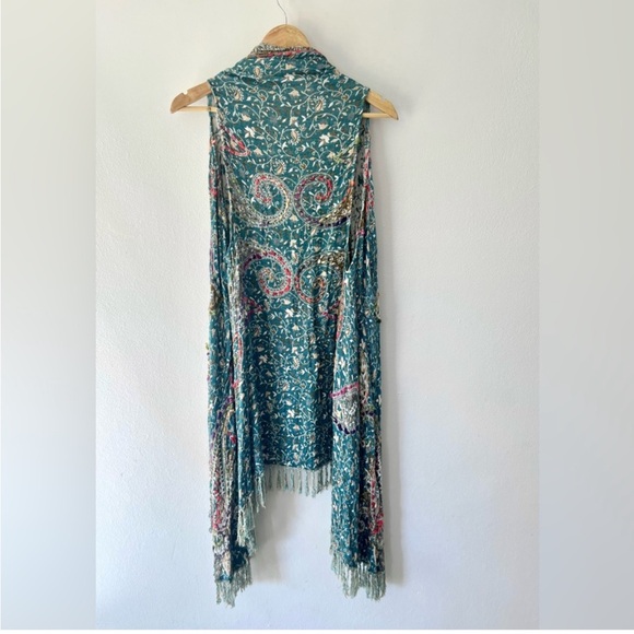 Raj | Jackets & Coats | Raj Vest Embroidered Paisley Long Fringe Open ...